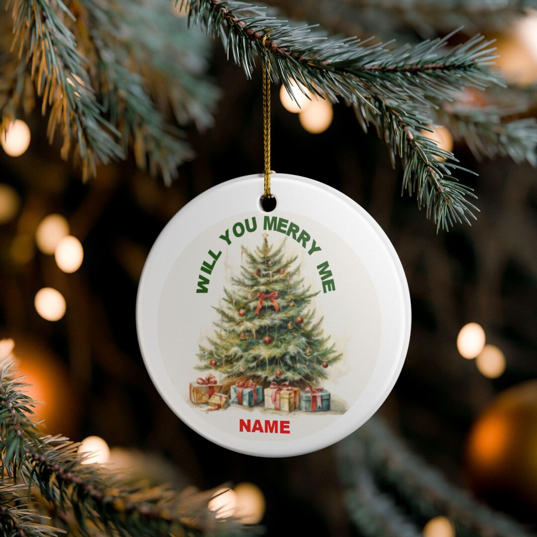 Personalized 'will You Merry Me' Ceramic Christmas Ornament - Etsy