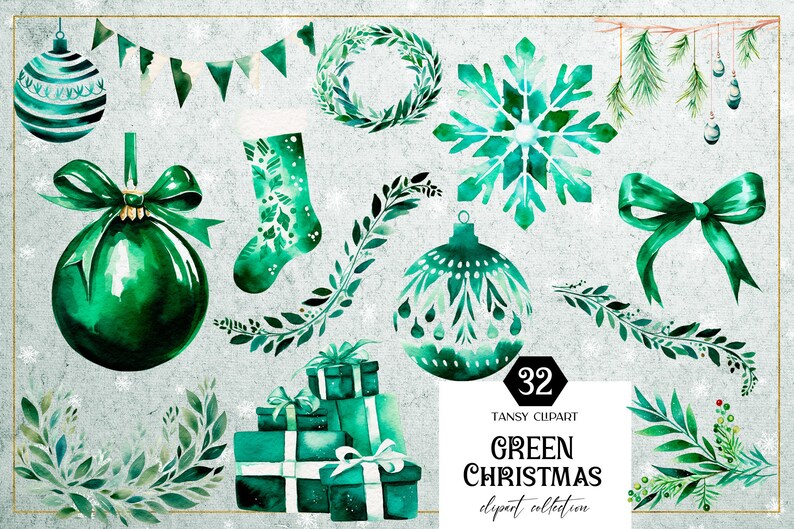 Green Christmas Clipart, Transparent Background, Christmas PNG Clip Art ...