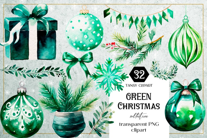 Green Christmas Clipart, Transparent Background, Christmas PNG Clip Art ...