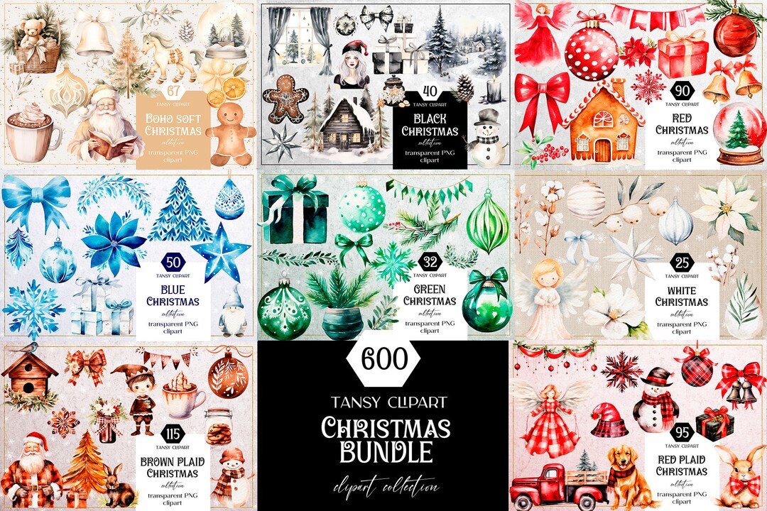 Christmas BUNDLE Clipart, Transparent Background, Christmas PNG Clip ...