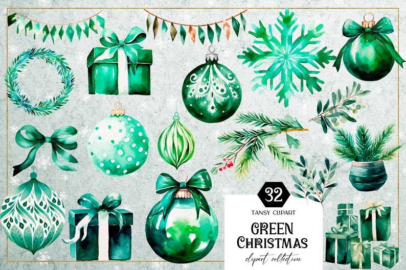 Green Christmas Clipart, Transparent Background, Christmas PNG Clip Art ...
