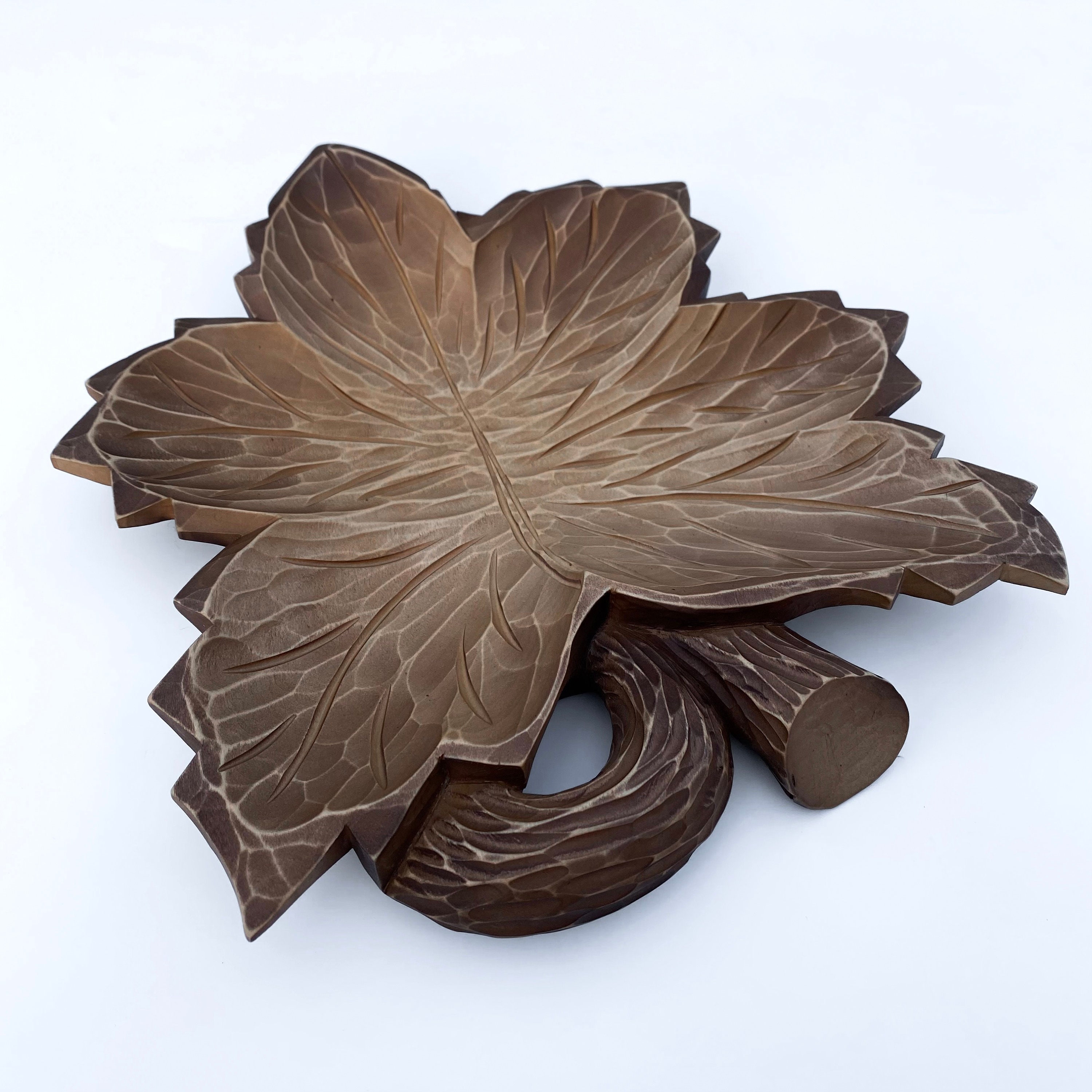 Decorative Leaf Dish for Table, Large Carved Bowl, Fall Maple Leaf ...
