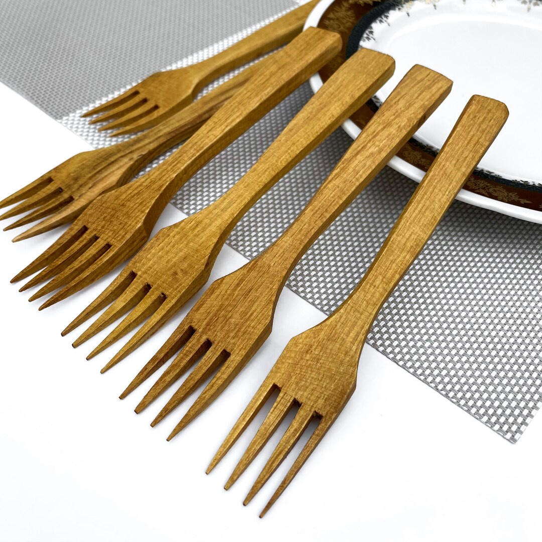 Handmade Wooden Pasta Fork, Wooden Forks Set, Wooden Cutlery, Spaghetti ...