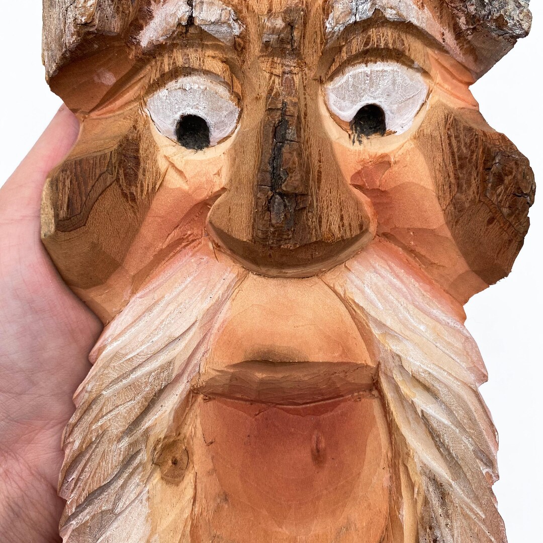 Hand Carved Wooden Face, Wooden Face Art Statue, Wooden Old Man, Elder ...