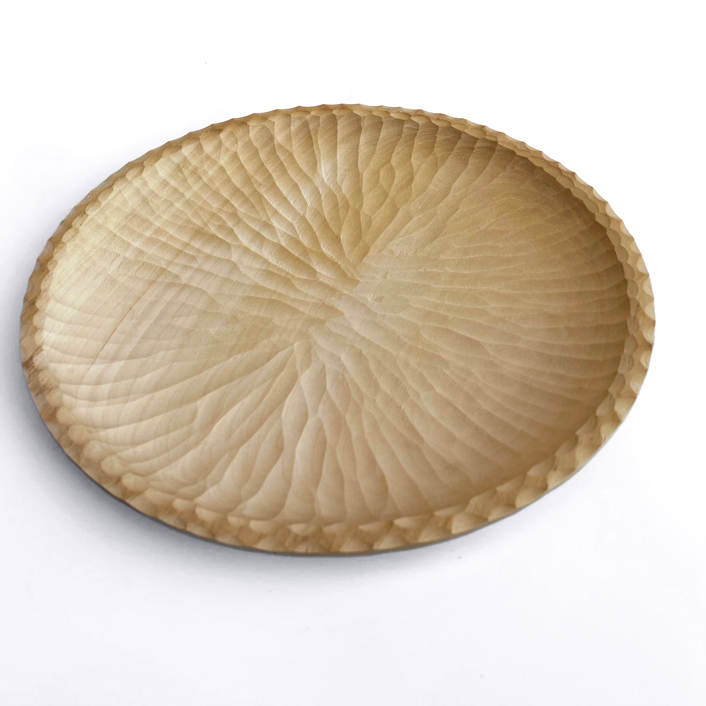 Wooden Round Serving Tray, Hand Carved Plate, Handmade Wood ...