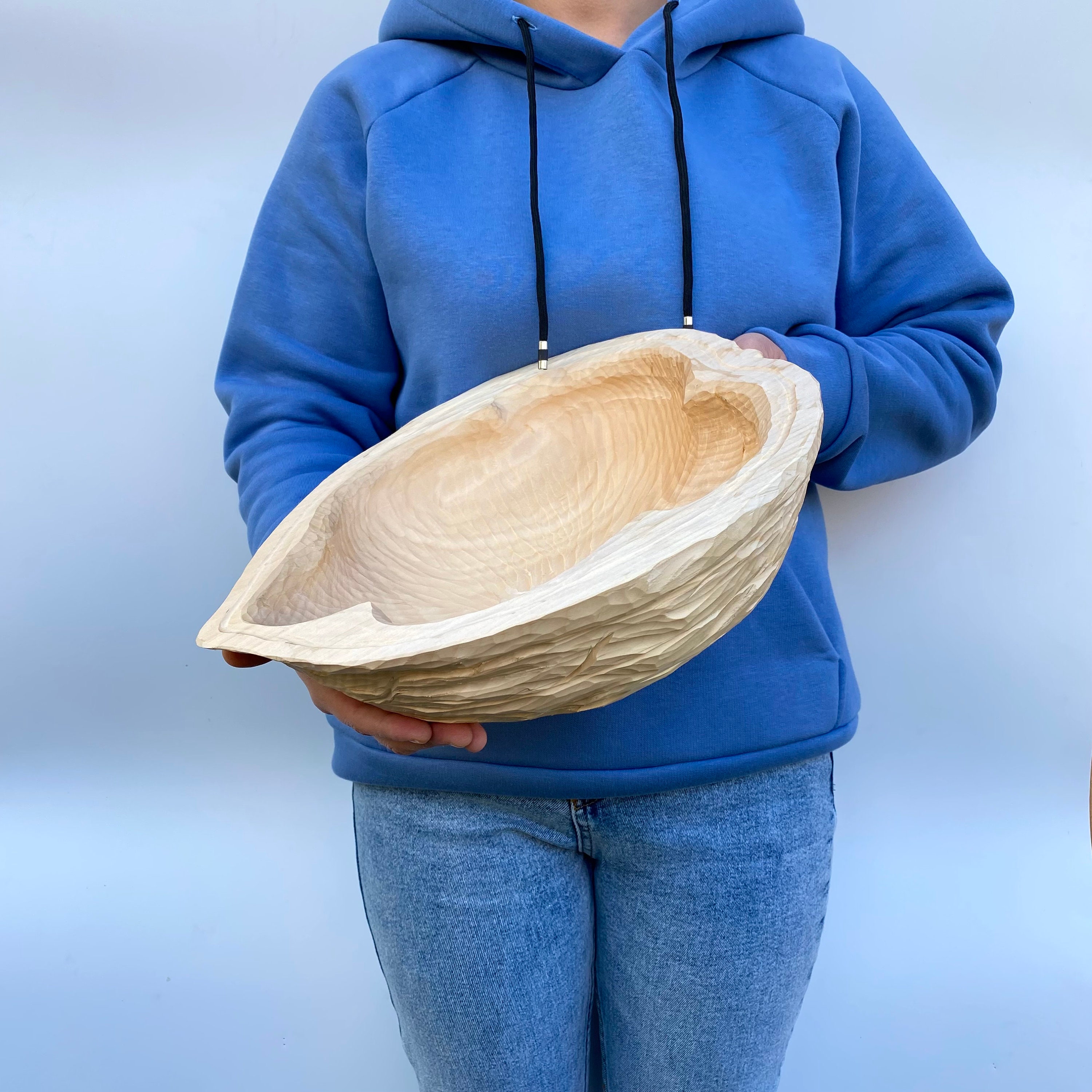Extra Large Wooden Bowl, Nut Shape Bowl, Unfinished Wood Bowl, Dough ...