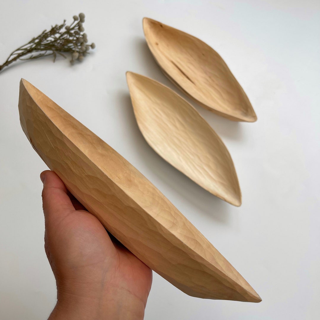 Hand Carved Rustic Small Bowl, Natural Wood Dish, Canoe Shaped Bowl ...