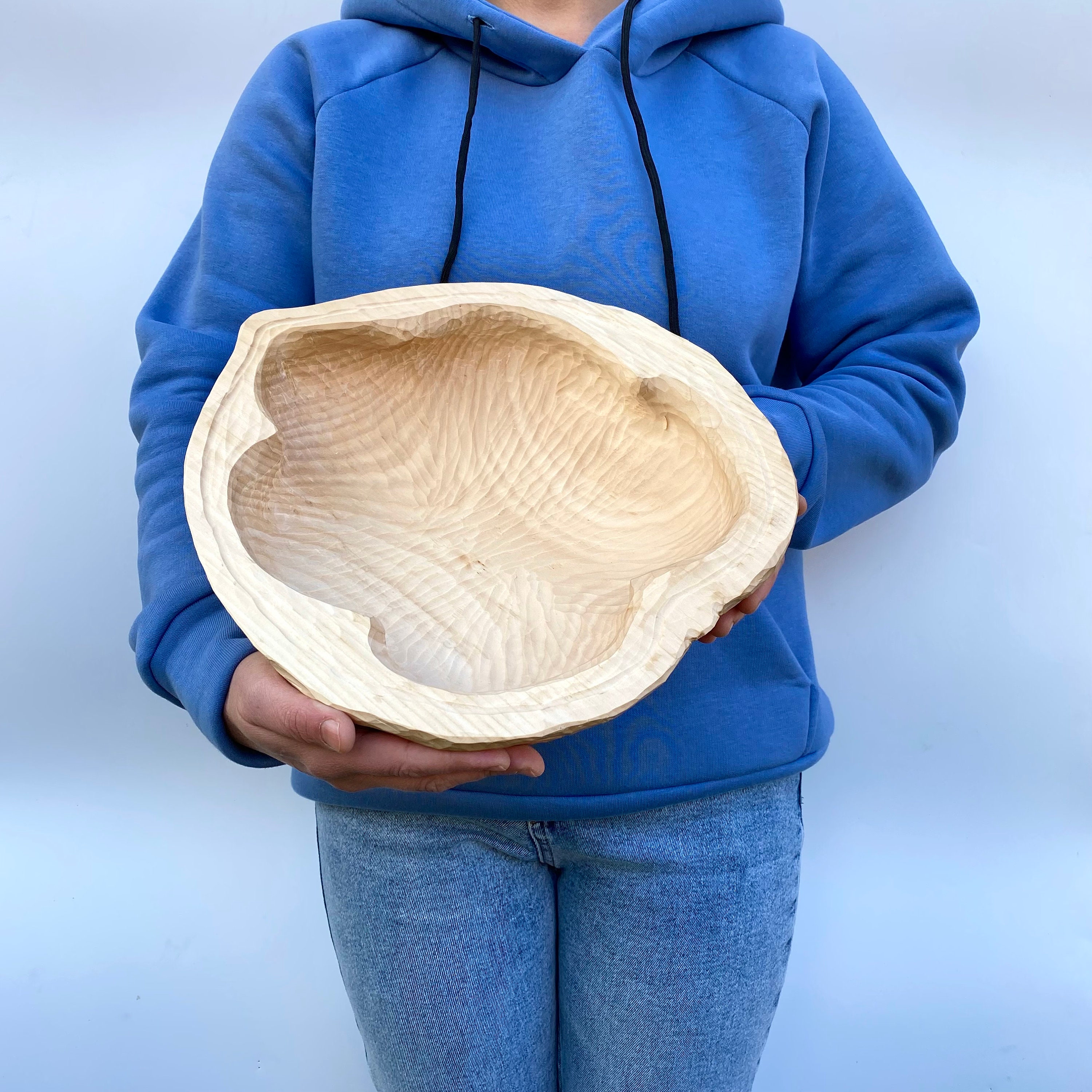 Extra Large Wooden Bowl, Nut Shape Bowl, Unfinished Wood Bowl, Dough ...