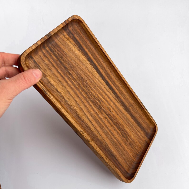 Small Rectangular Walnut Wood Tray, Rustic Kitchen Serving Dish ...