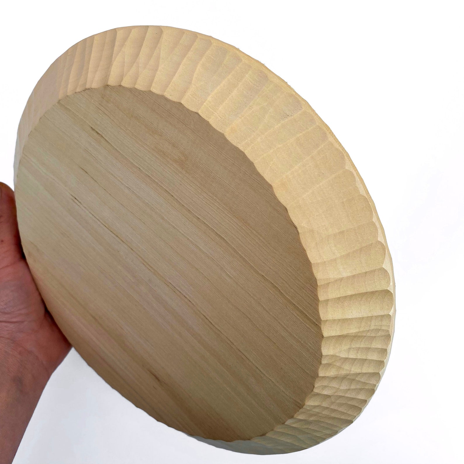 Wooden Round Serving Tray, Hand Carved Plate, Handmade Wood ...