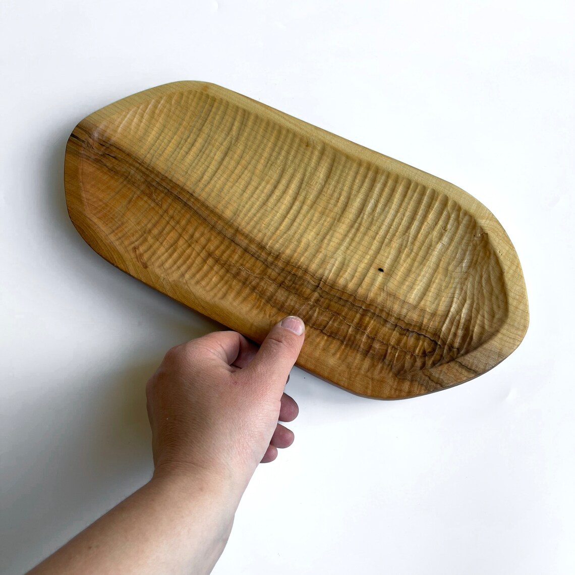 Wooden Bowls Handmade, Shallow Wood Bowl, Large Serving Tray, Rustic ...