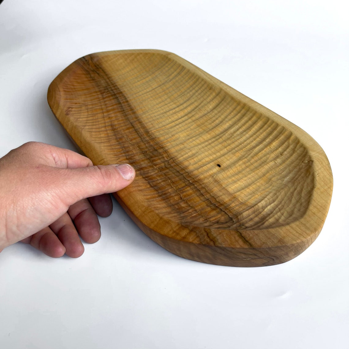 Wooden Bowls Handmade, Shallow Wood Bowl, Large Serving Tray, Rustic ...