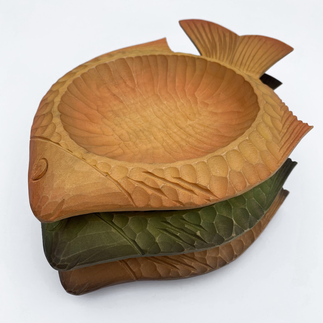 Wood Fish Dish, Fish Shaped Bowl, Primitive Centerpiece, Small Wooden ...
