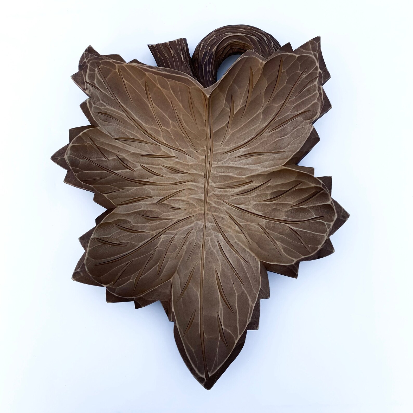 Decorative Leaf Dish for Table, Large Carved Bowl, Fall Maple Leaf ...