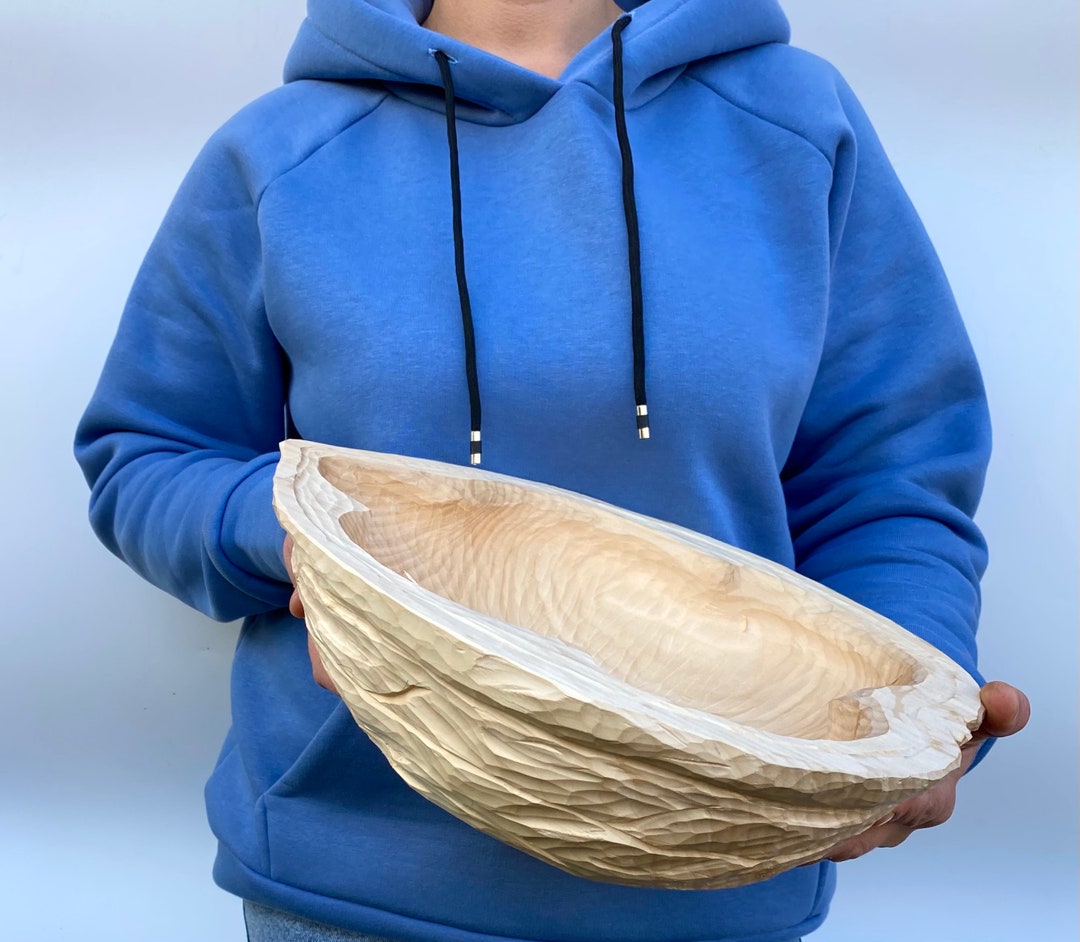 Extra Large Wooden Bowl, Nut Shape Bowl, Unpainted Wood Bowl, Dough ...