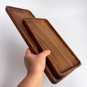 Wooden Rectangular Walnut Tray 2 Sizes, Coffee Table Tray, Drink Tray ...