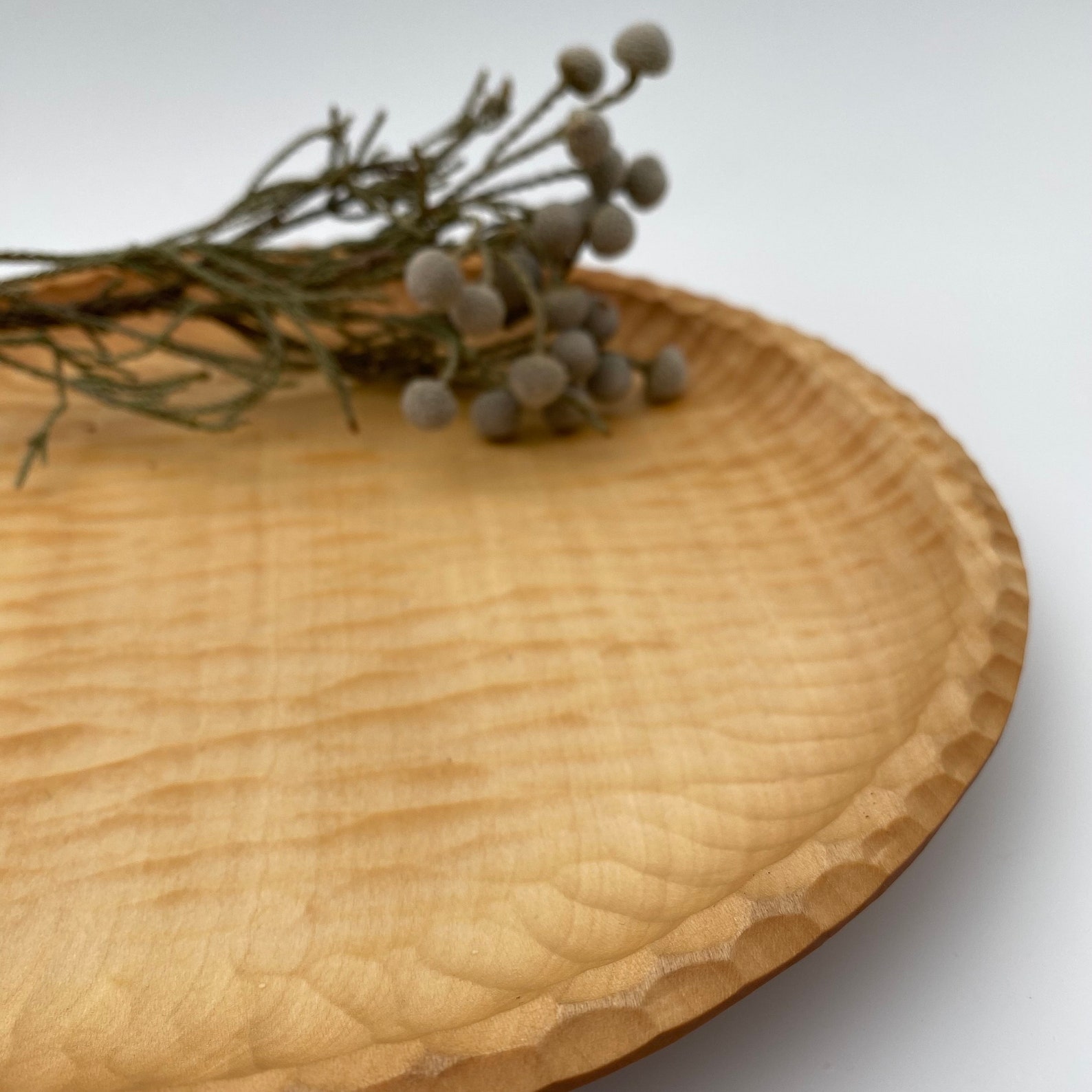 Wooden Round Serving Tray, Hand Carved Plate, Handmade Wood ...