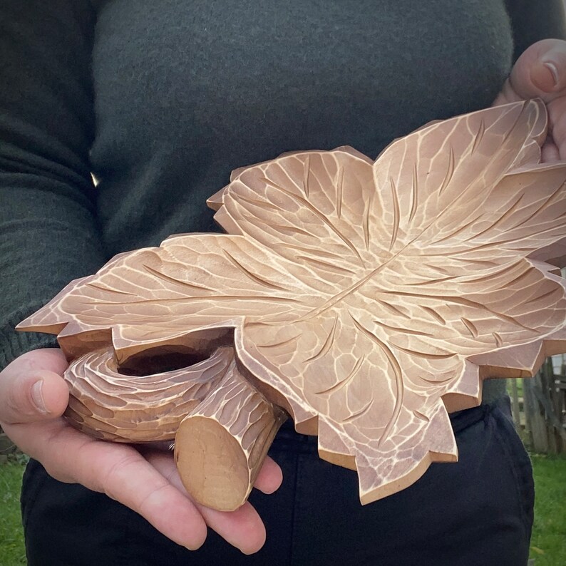 Decorative Leaf Dish for Table, Large Carved Bowl, Fall Maple Leaf ...