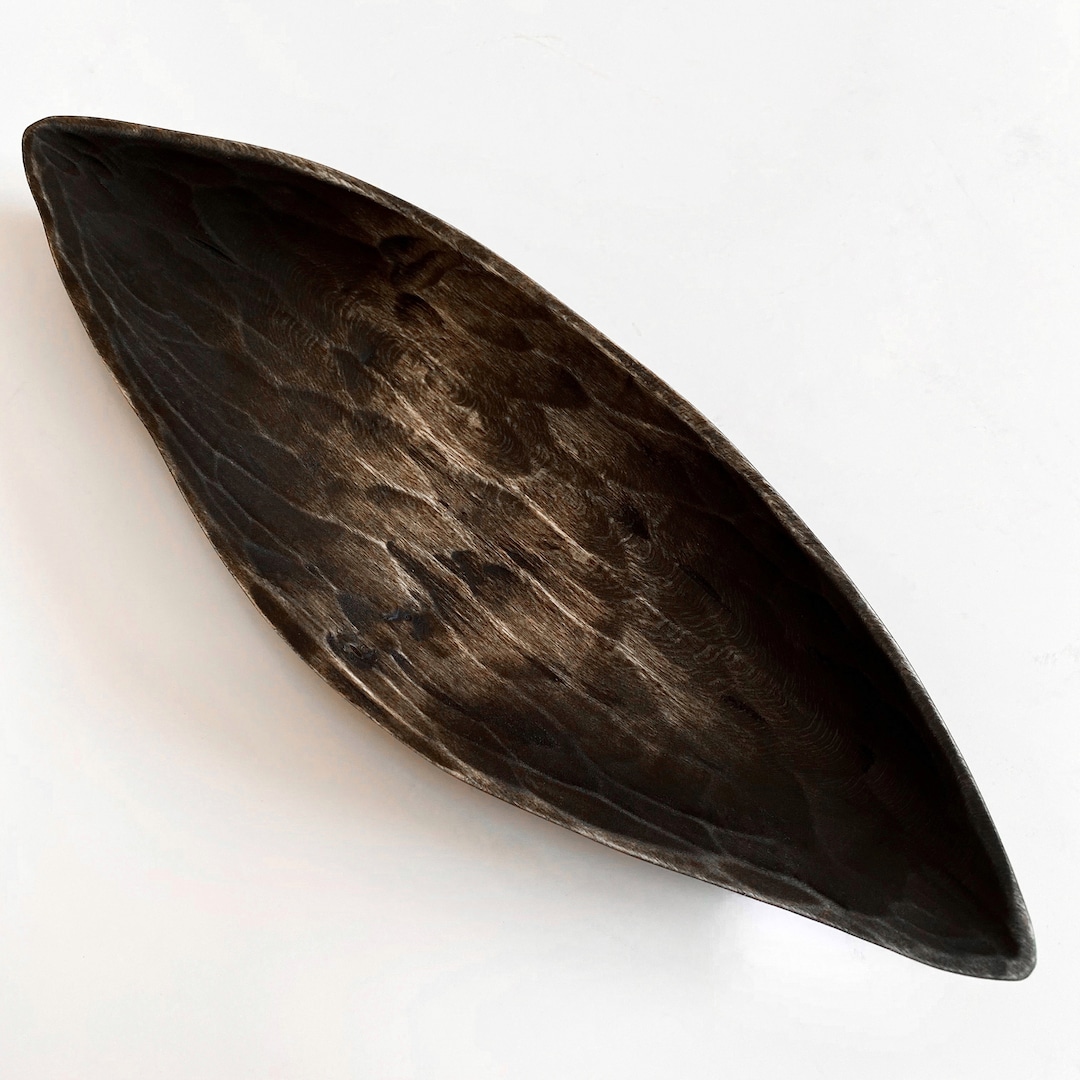 Canoe Bowl, Small Oval Wood Bowl, Black Wood Bowl, Acacia Dough Bowl ...