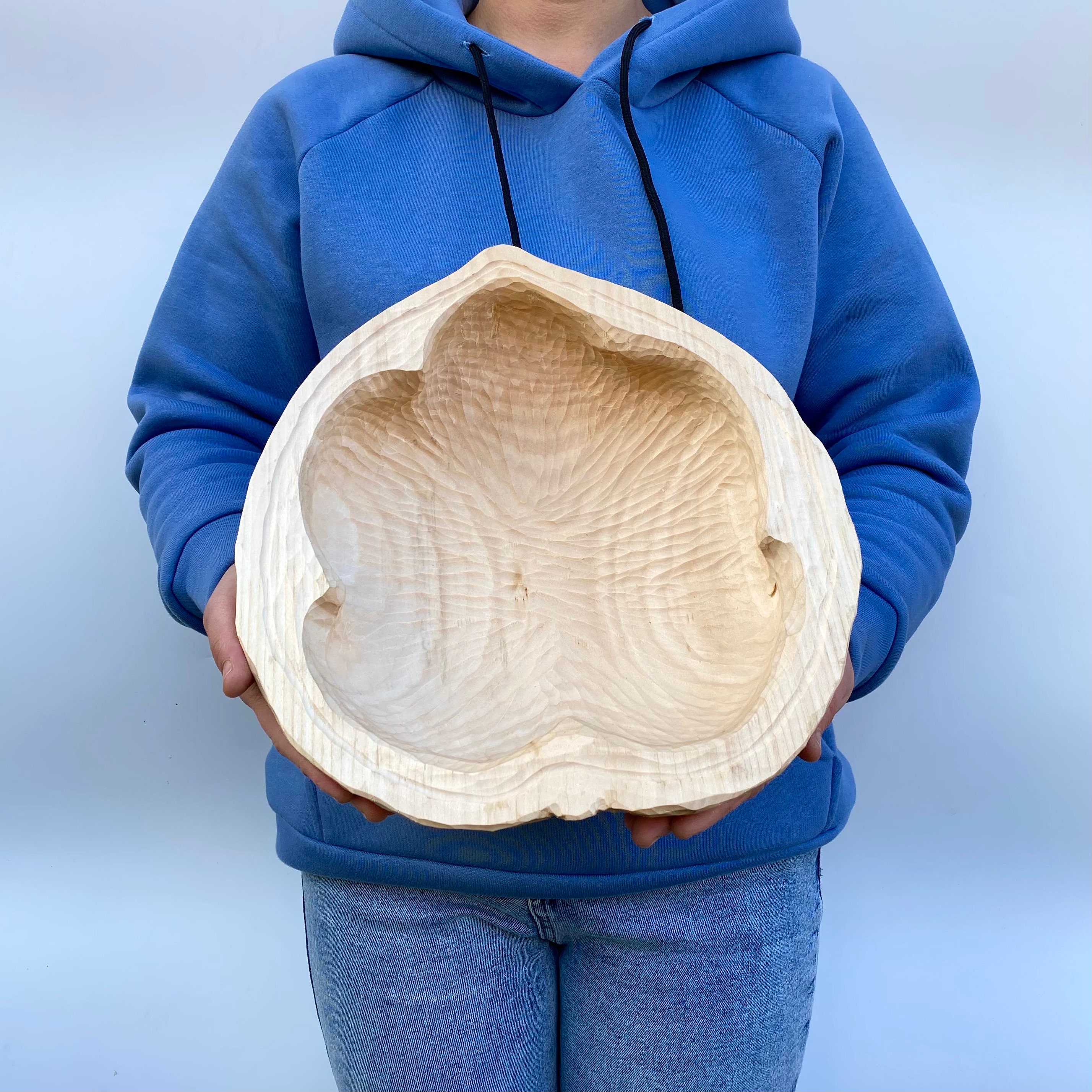 Extra Large Wooden Bowl, Nut Shape Bowl, Unfinished Wood Bowl, Dough ...