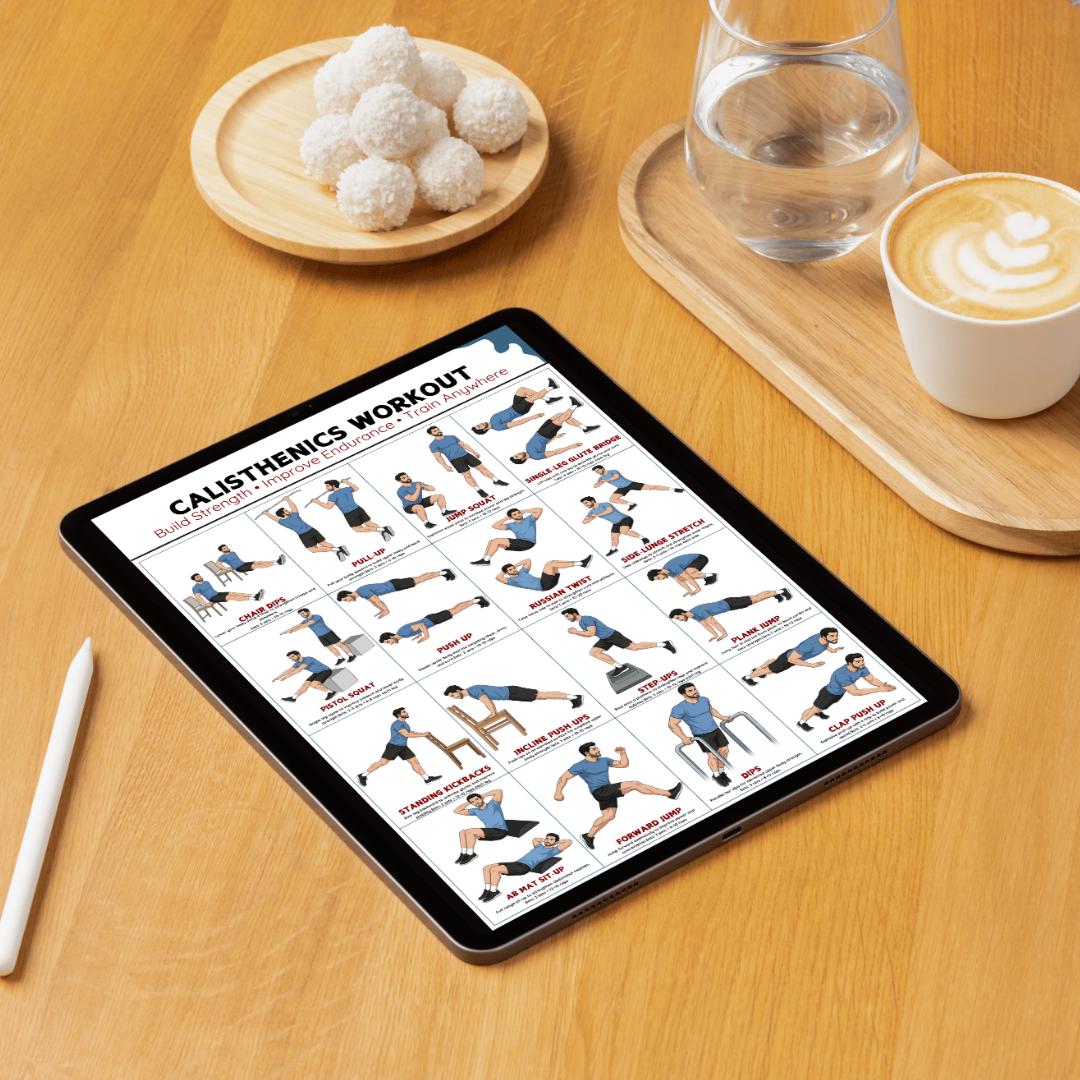 Calisthenics Workout Chart Printable, Bodyweight Exercise Poster, Home ...