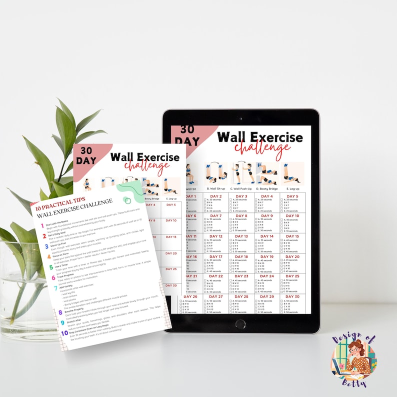 30 Day Wall Exercise Challenge Printable, Wall Fitness, Quick Workout ...