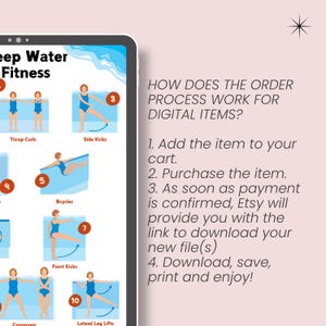 Water Aerobic Exercise Chart: Low Impact Fitness Routine (digital ...