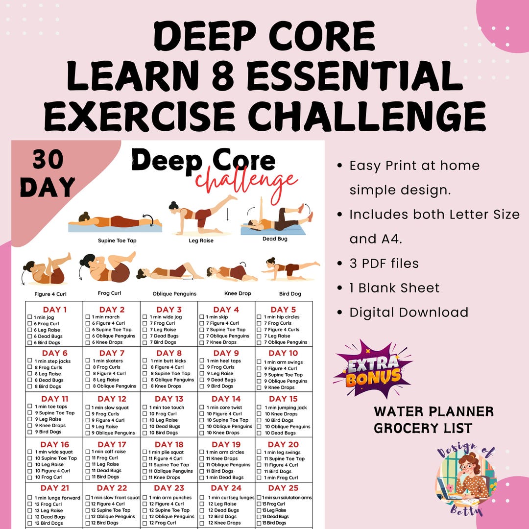30 Day Challenge Core Workout, Deep Core Exercises, Abdominals, Pelvic ...
