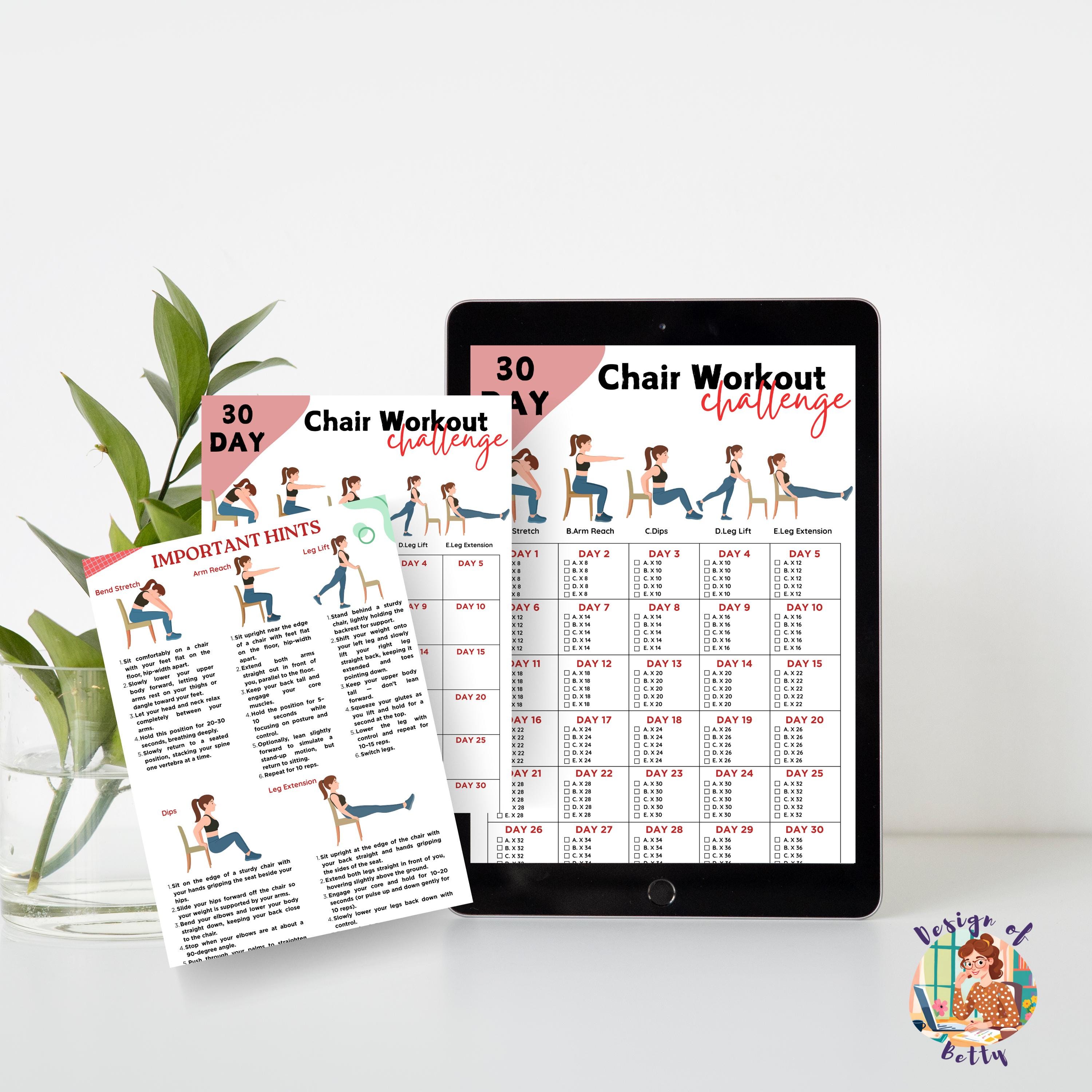 30-day Chair Workout Challenge, Office & Home Exercise, 30 Day Chair ...