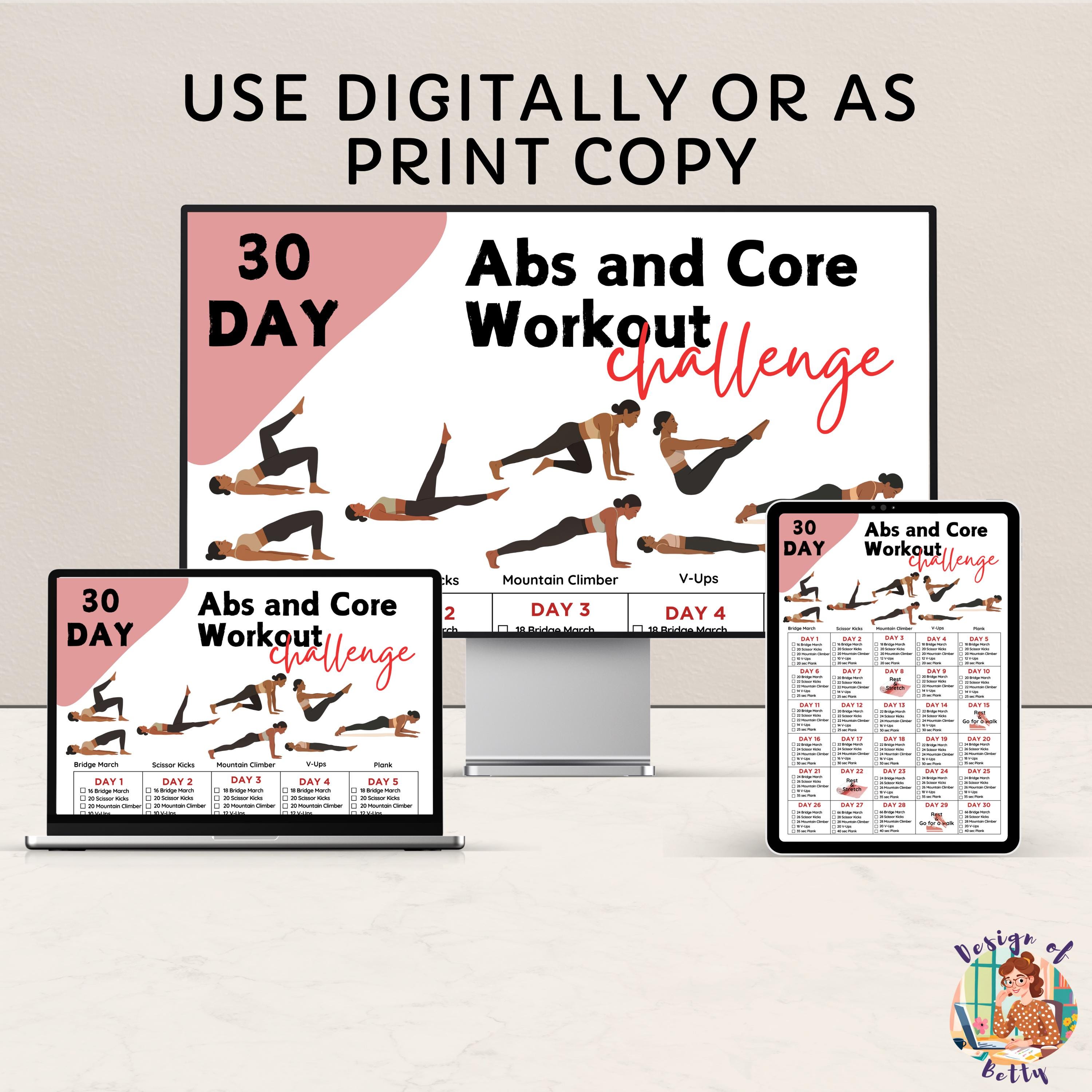 30 Day Abs and Core Workout Challenge | Core Workout Plan | Strengthen ...