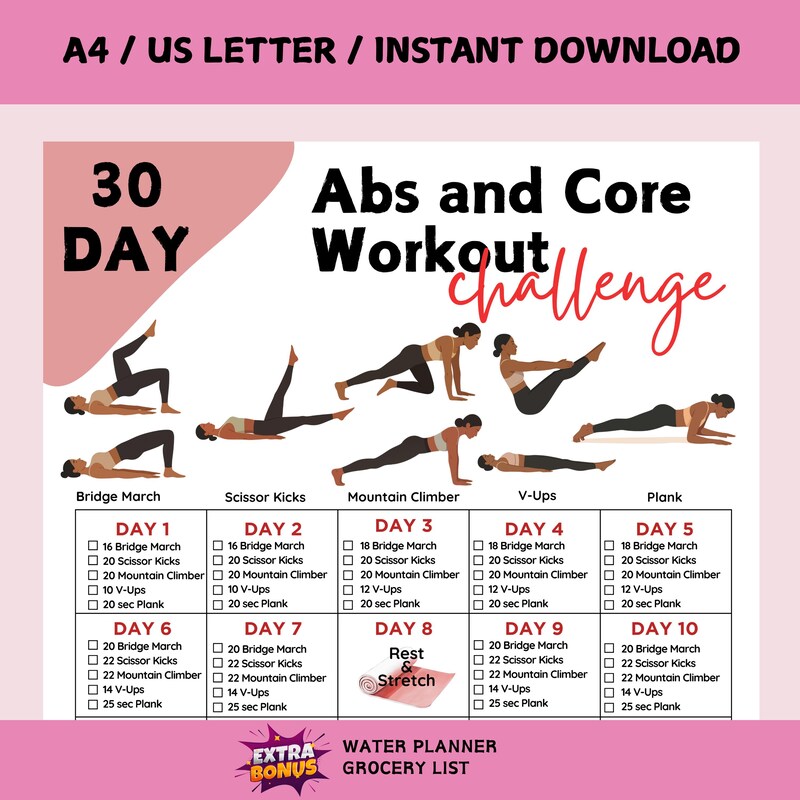 Ab Challenge Workout - Etsy