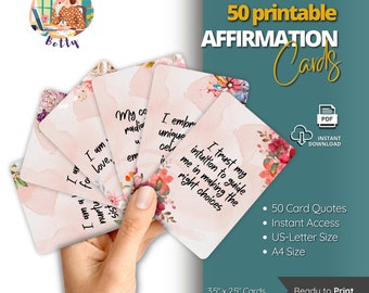 100 Affirmation Cards Digital Download, Mindfulness Affirmations Deck ...