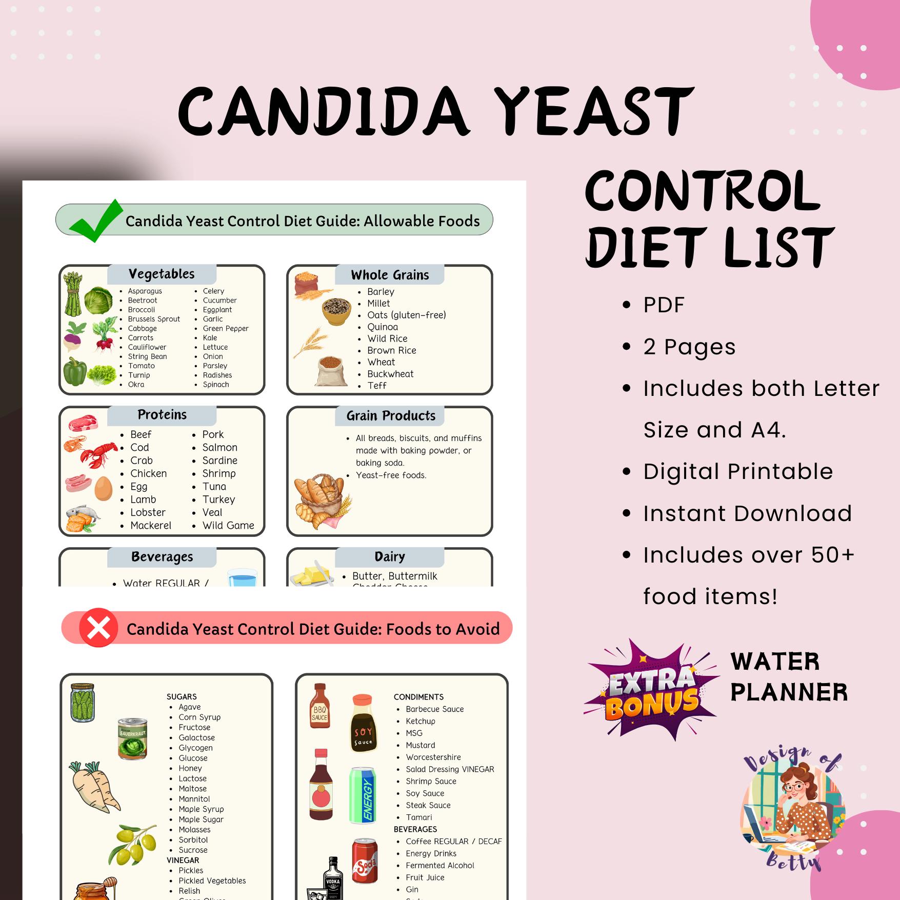 Candida Yeast Diet Food List on Low Sugar and Low Carb Diet, Gluten ...