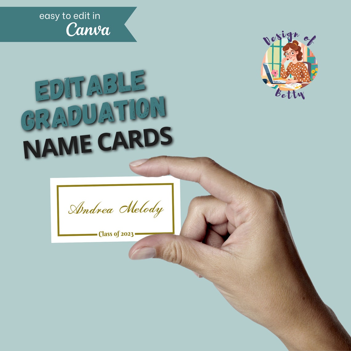 Editable Graduation Name Card Template, Printable Class 2023 Graduation ...