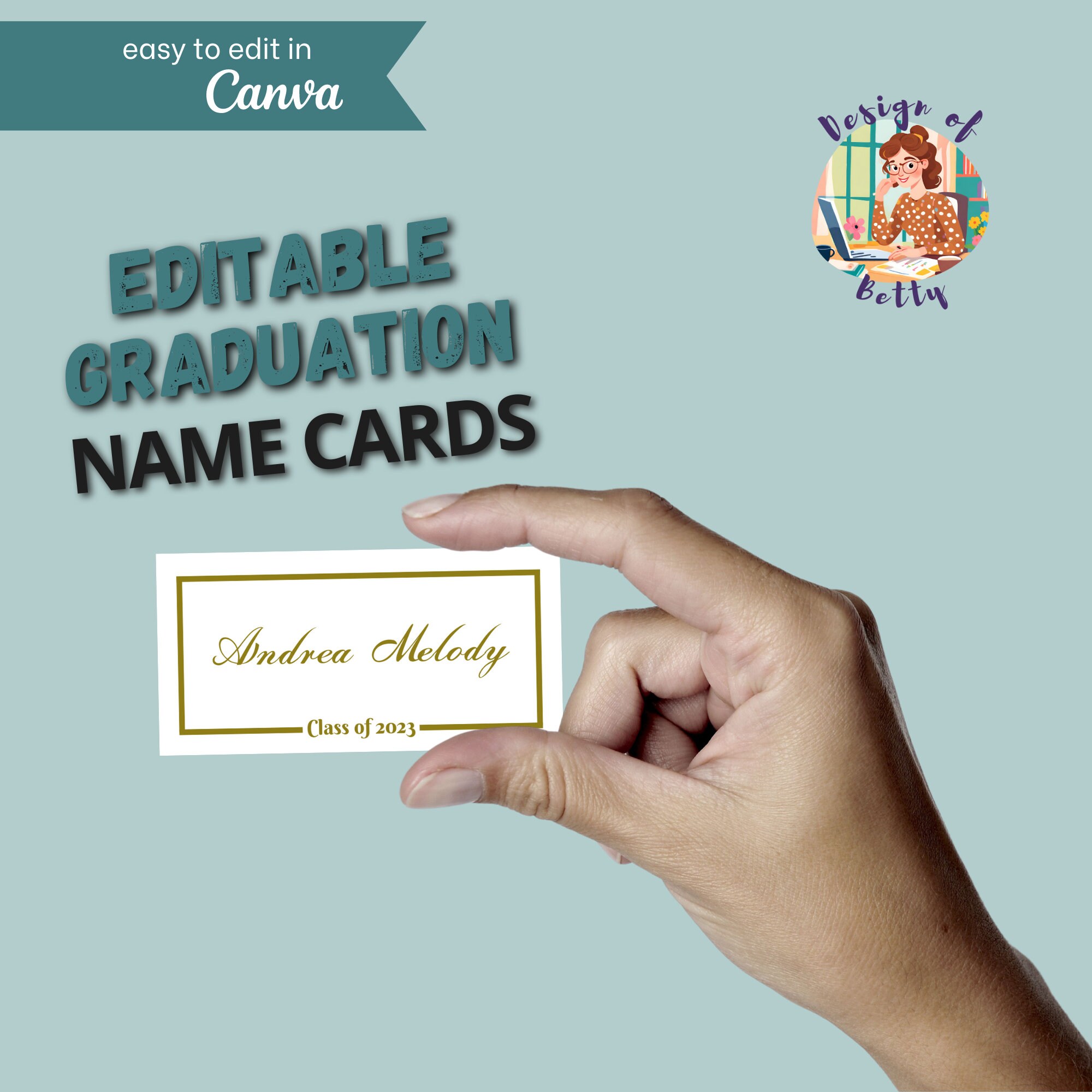 Editable Graduation Name Card Template, Printable Class 2023 Graduation ...