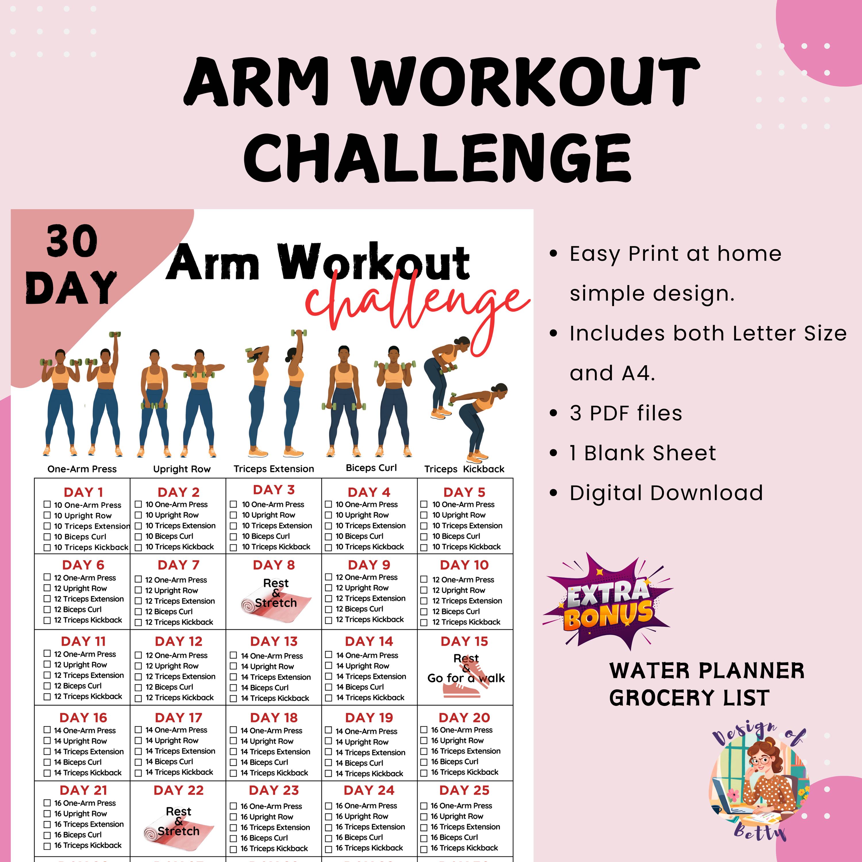 30 Day Arm Workout Challenge | Arm Workout Plan | Strengthen Arms | Dumbbell Exercises | Home ...