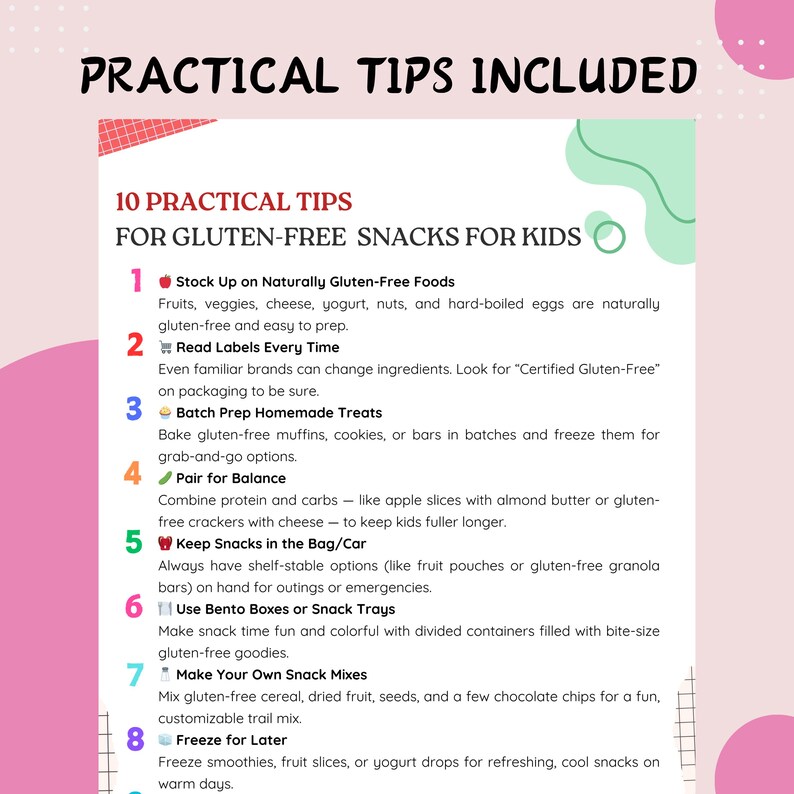 Gluten-free Snacks for Kids Printable | Safe Snack Food List for ...