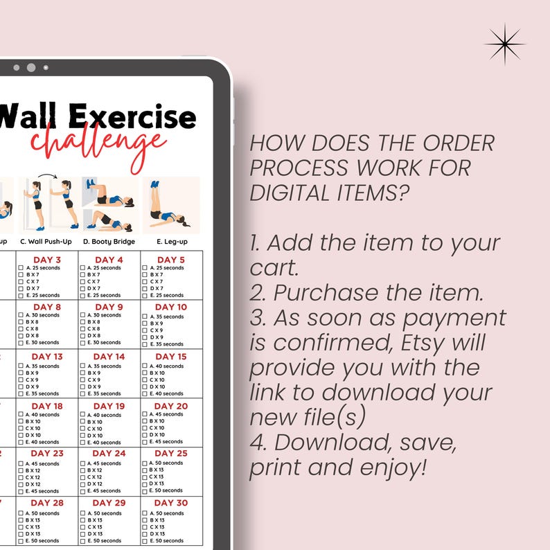 30 Day Wall Exercise Challenge Printable, Wall Fitness, Quick Workout ...