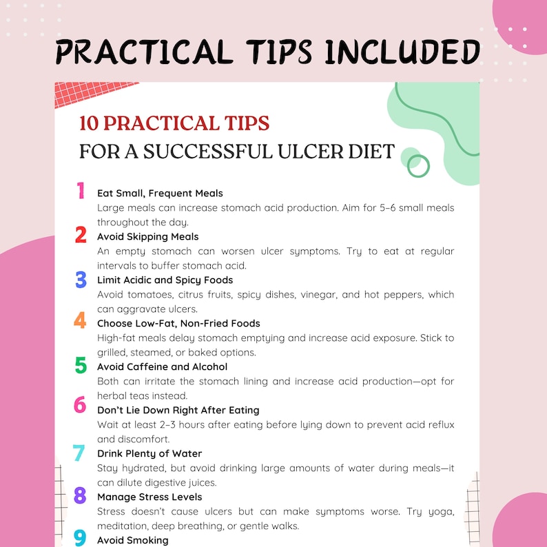 Ulcer Diet Poster, Peptic Ulcer Food List, PDF, Printable Poster to ...