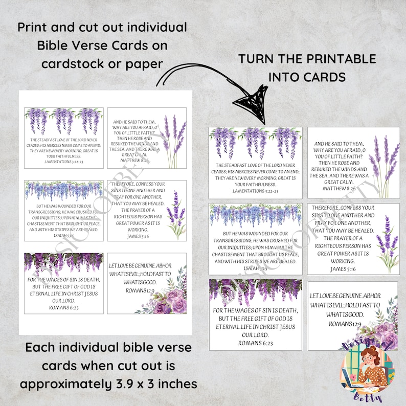 60 Encouraging Verse Cards, Printable, Scripture Cards, Bible Memory ...