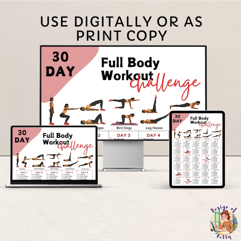 30-day Full Body Workout Challenge: Home Fitness Plan (digital Download ...