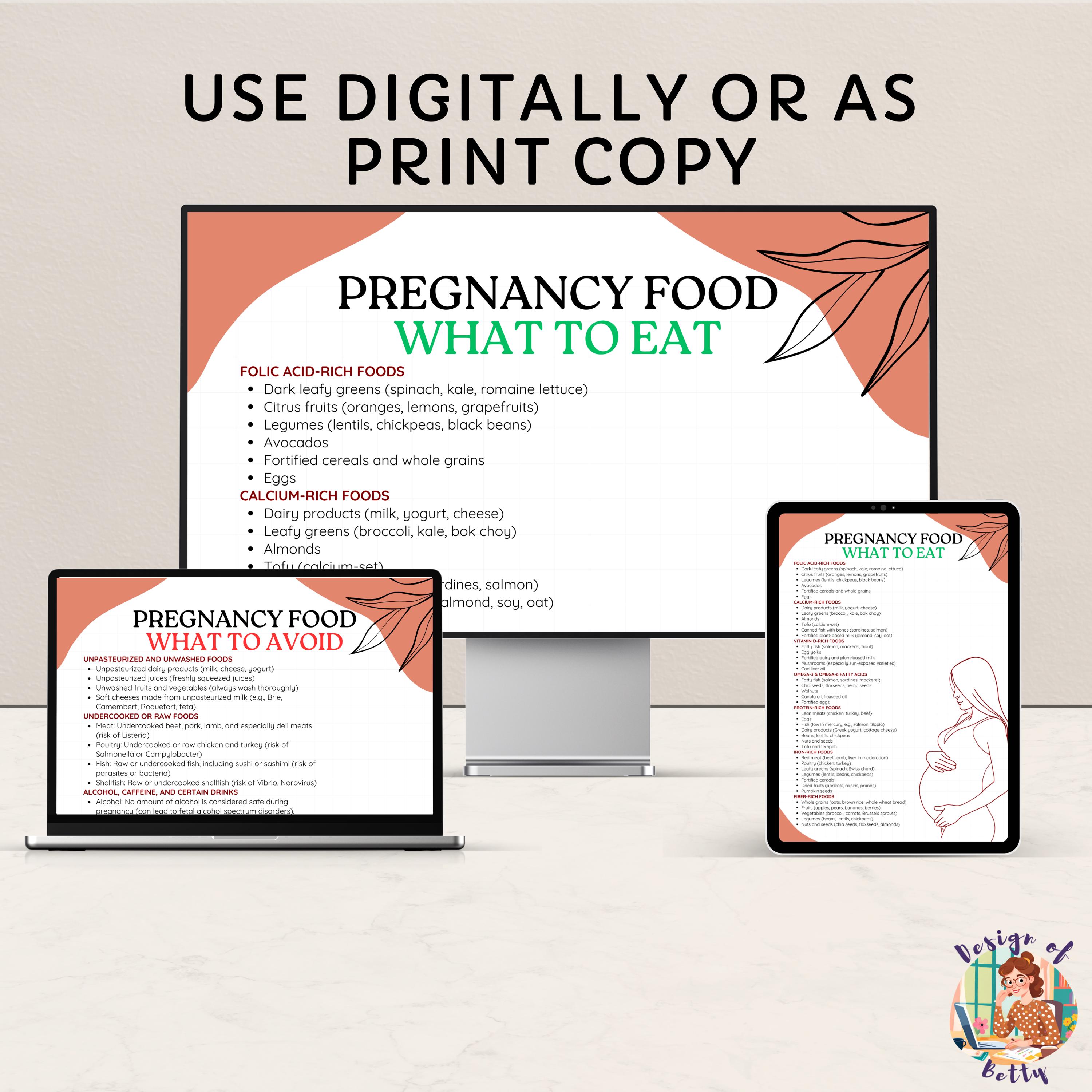 Pregnancy Food Guide: What to Eat & Avoid (PDF Printables) - Etsy