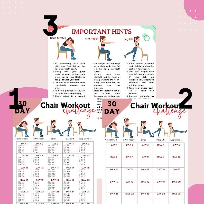 30-day Chair Workout Challenge, Office & Home Exercise, 30 Day Chair ...