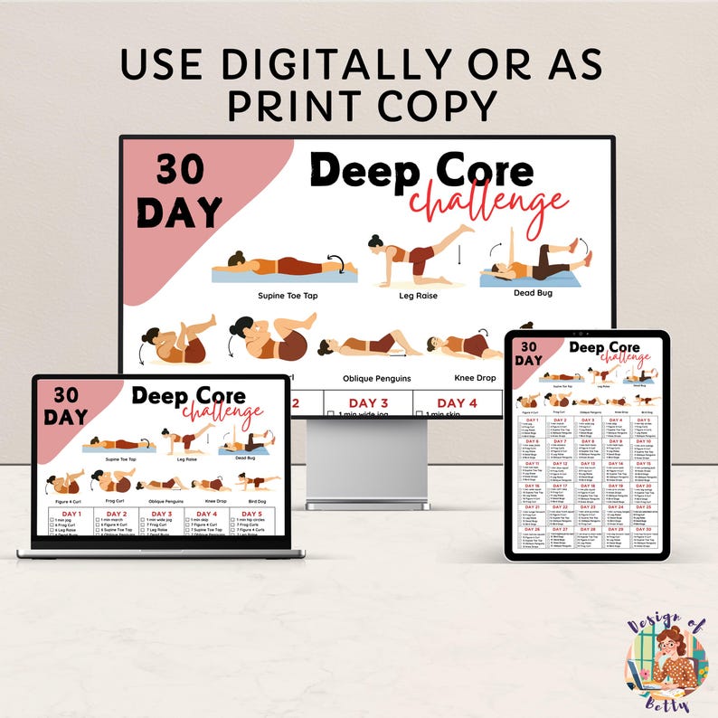 30 Day Challenge Core Workout, Deep Core Exercises, Abdominals, Pelvic ...