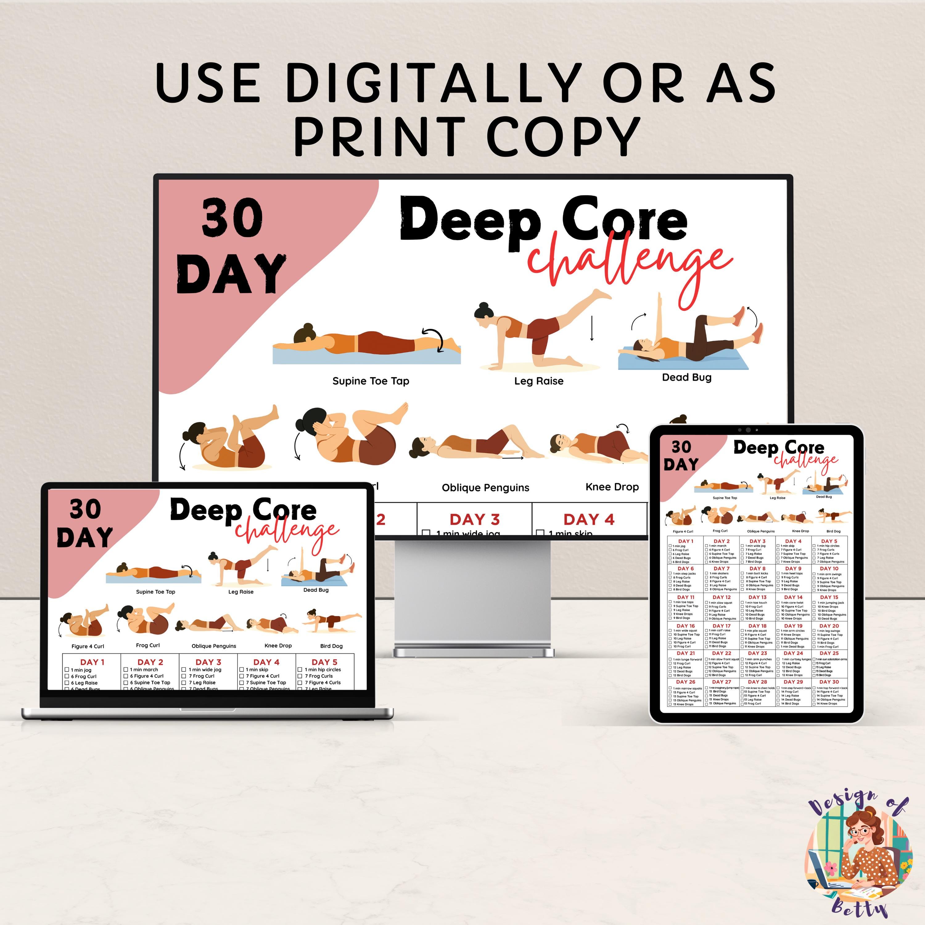 30 Day Challenge Core Workout, Deep Core Exercises, Abdominals, Pelvic ...