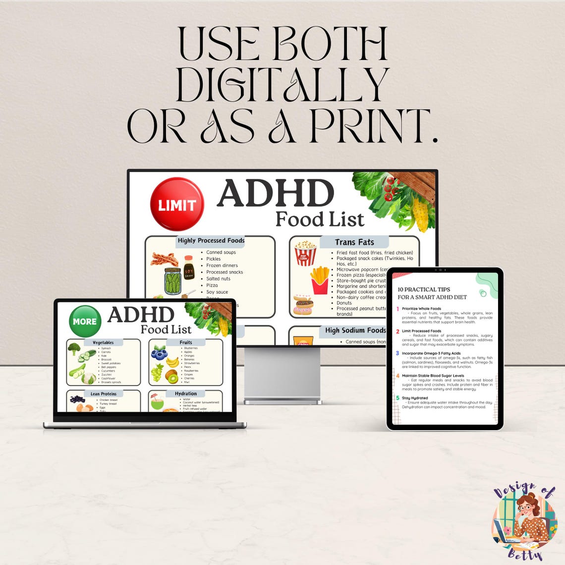 ADHD Diet Food List Printable, ADHD Food Chart, Eat Limit Avoid Chart ...