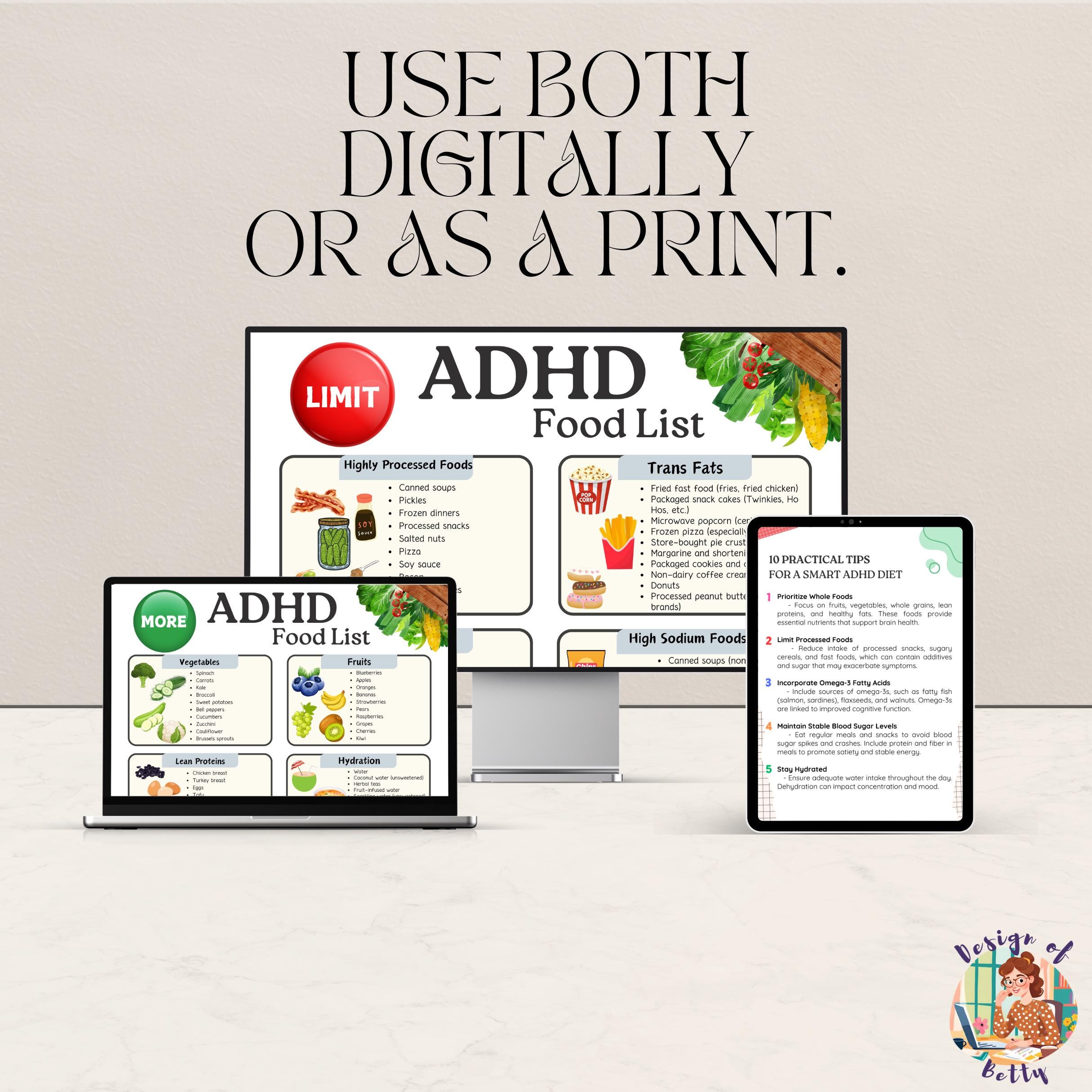 ADHD Diet Food List, Attention Deficit Hyperactivity Disorder Meal Plan ...