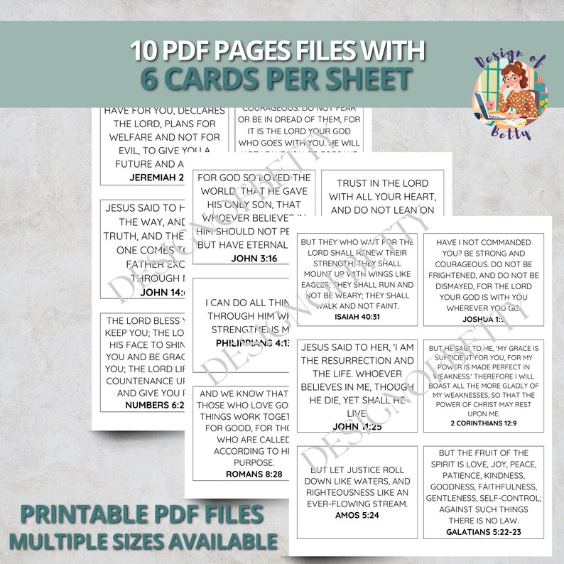 60 Bible Verse Cards, Printable, Bible Study Printable, Scripture Cards ...