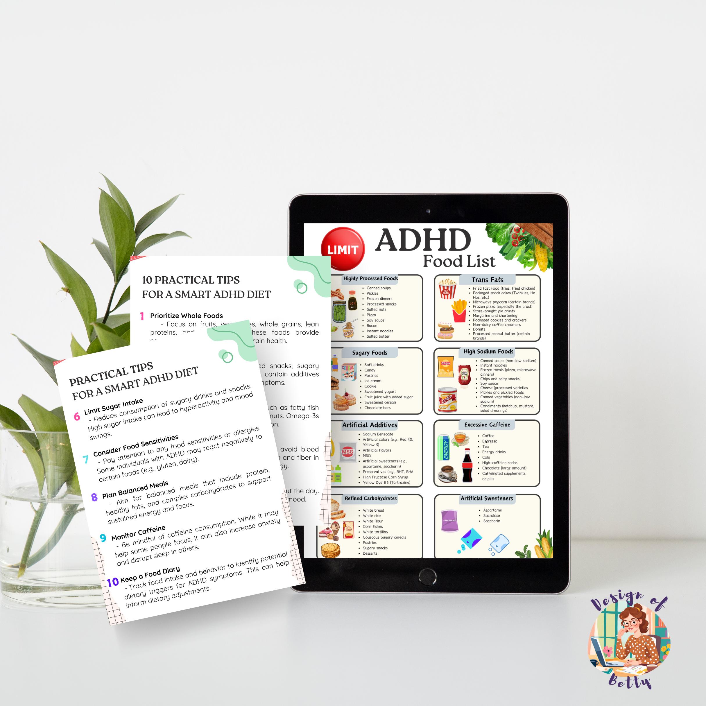 ADHD Diet Food List, Attention Deficit Hyperactivity Disorder Meal Plan ...