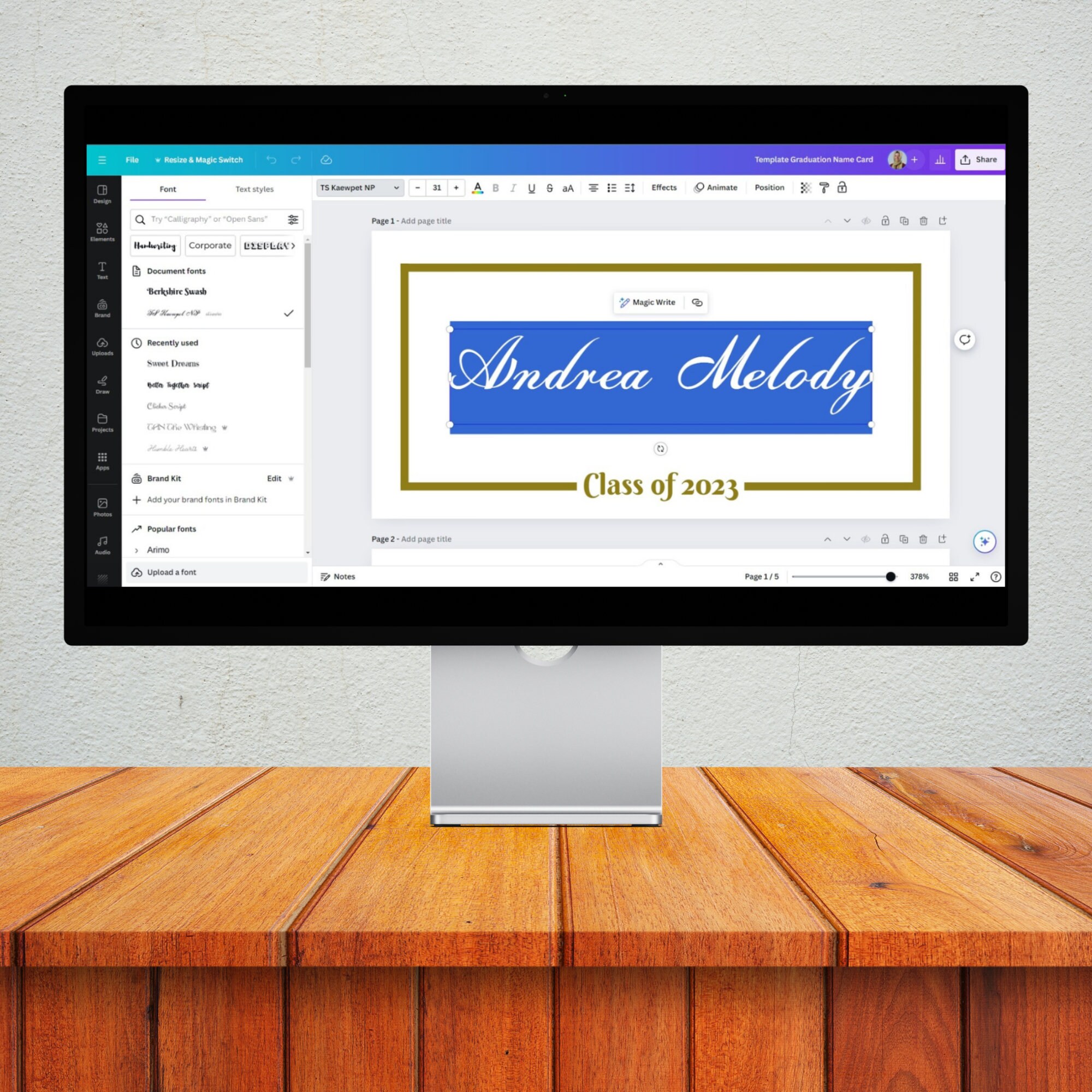 Editable Graduation Name Card Template, Printable Class 2023 Graduation ...